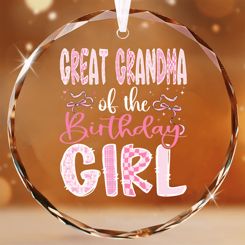 Great Grandma Of The Birthday Girl Pink Coquette Bow Family Ornament ...