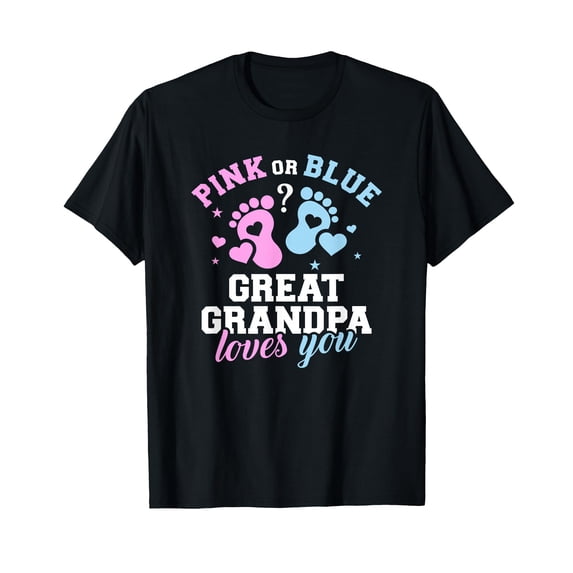 Great Grandpa Gender Reveal T-Shirt - PINK or BLUE? Baby Footprints ...