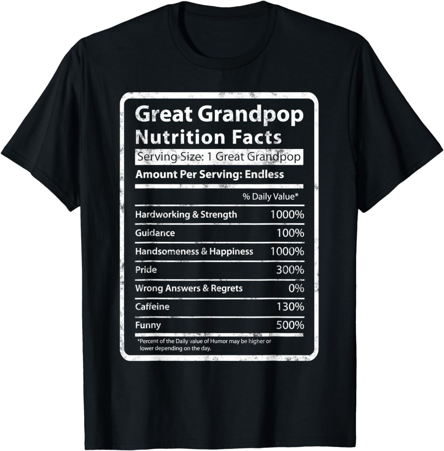 Great Grandpop Nutrition Facts gifts for Funny Grandpop T-Shirt ...