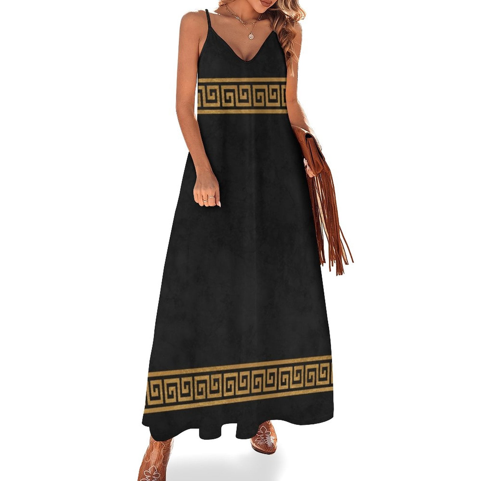 Great Greek Pattern Sleeveless Dress Women's skirt Woman clothing ...