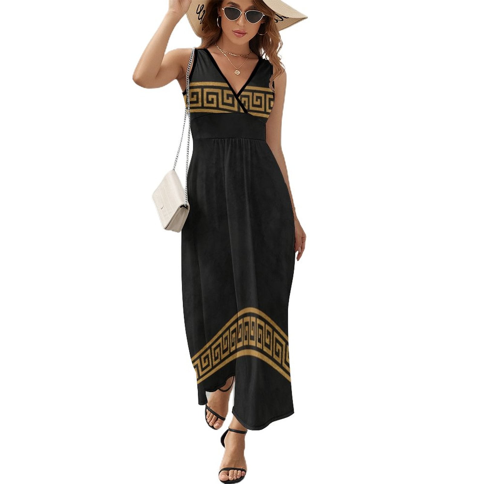 Great Greek Pattern Sleeveless Dress dress for women - Walmart.com