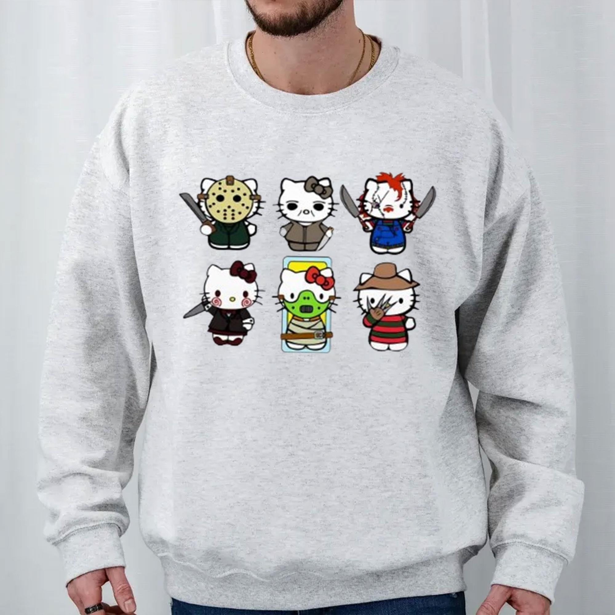Great Halloween Hello Kitty Shirt Horror Movie Characters Sweat Shirt ...