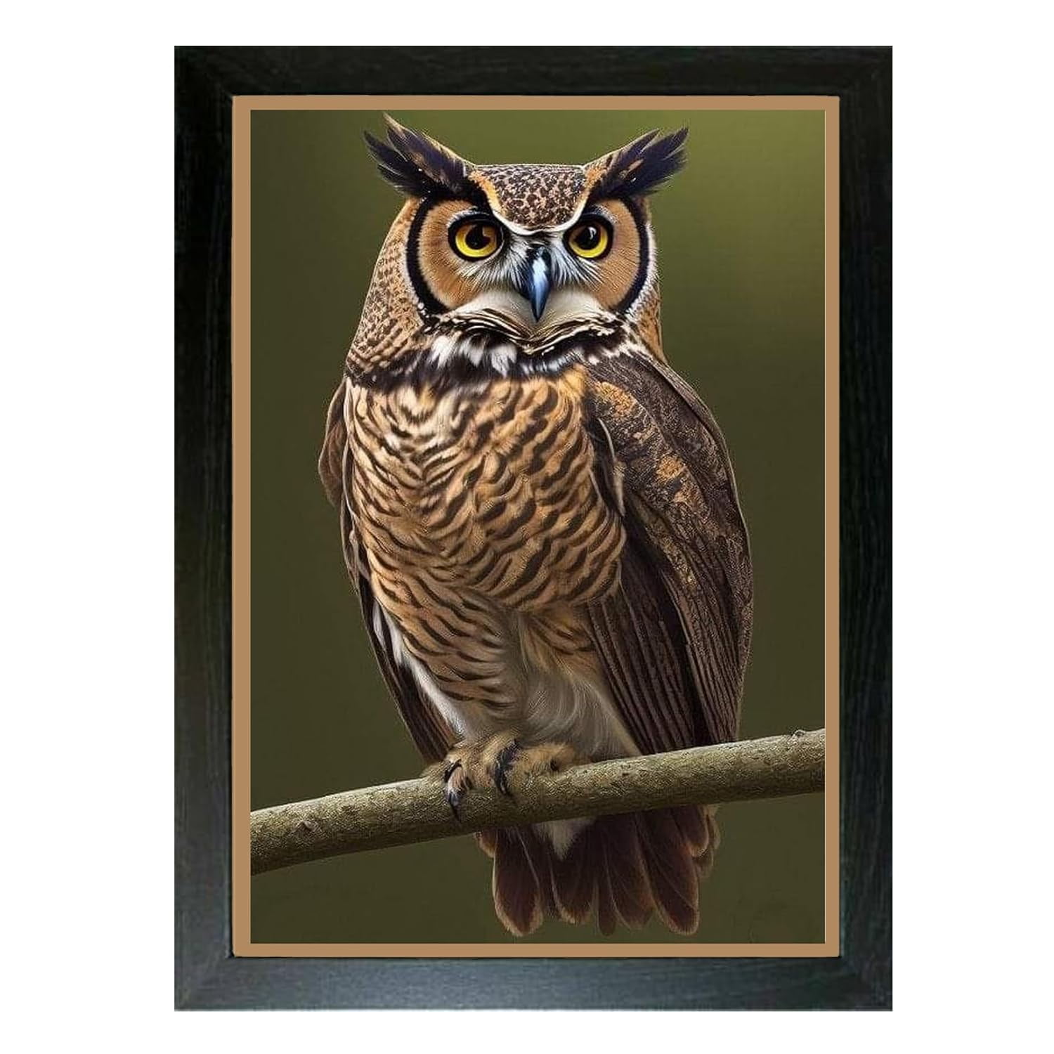 Great Horned Owl Frame Size 13 9 InchesNature Wall Art of Lucky Bird ...