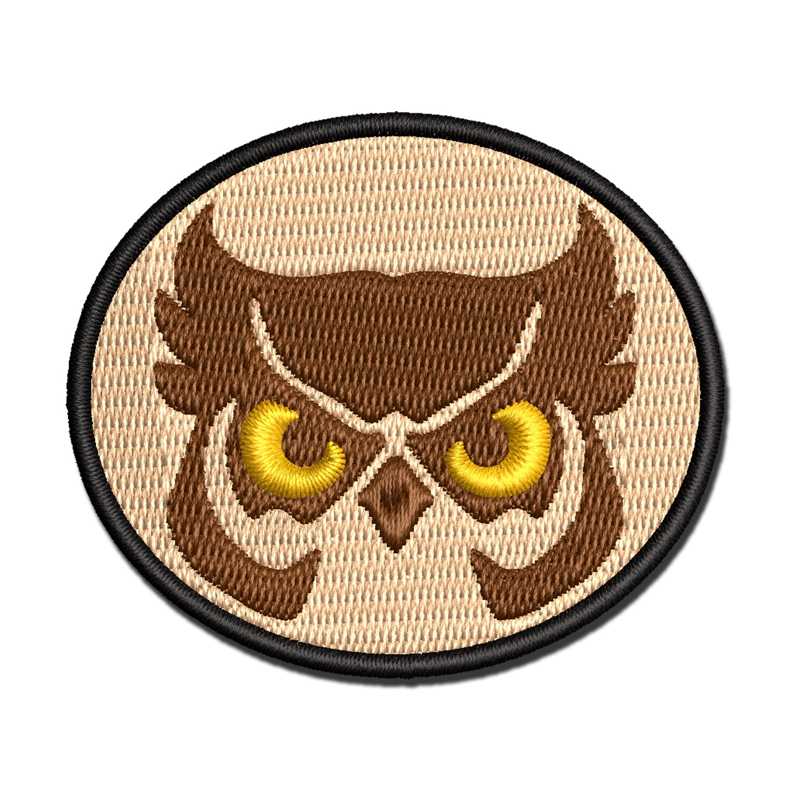 Great Horned Owl Head Applique Multi-Color Embroidered Iron-On Patch ...