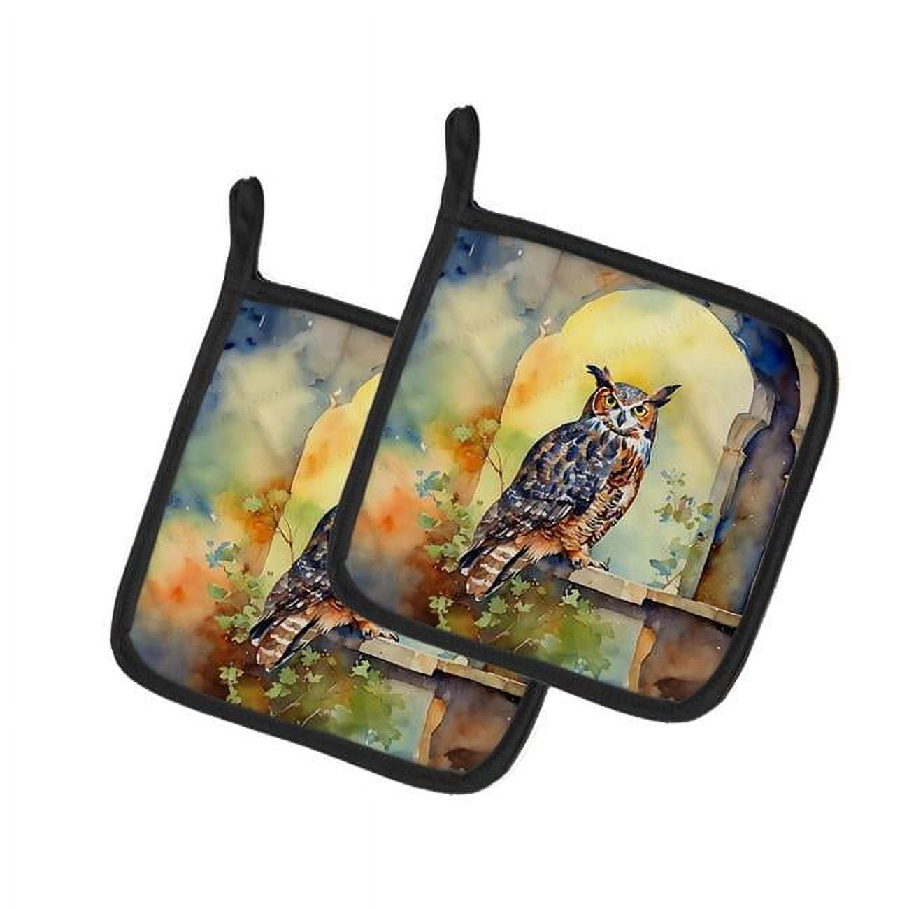 Carolines Treasures 7.5 x 7.5 in. Great Horned Owl Pot Holders - Set of ...