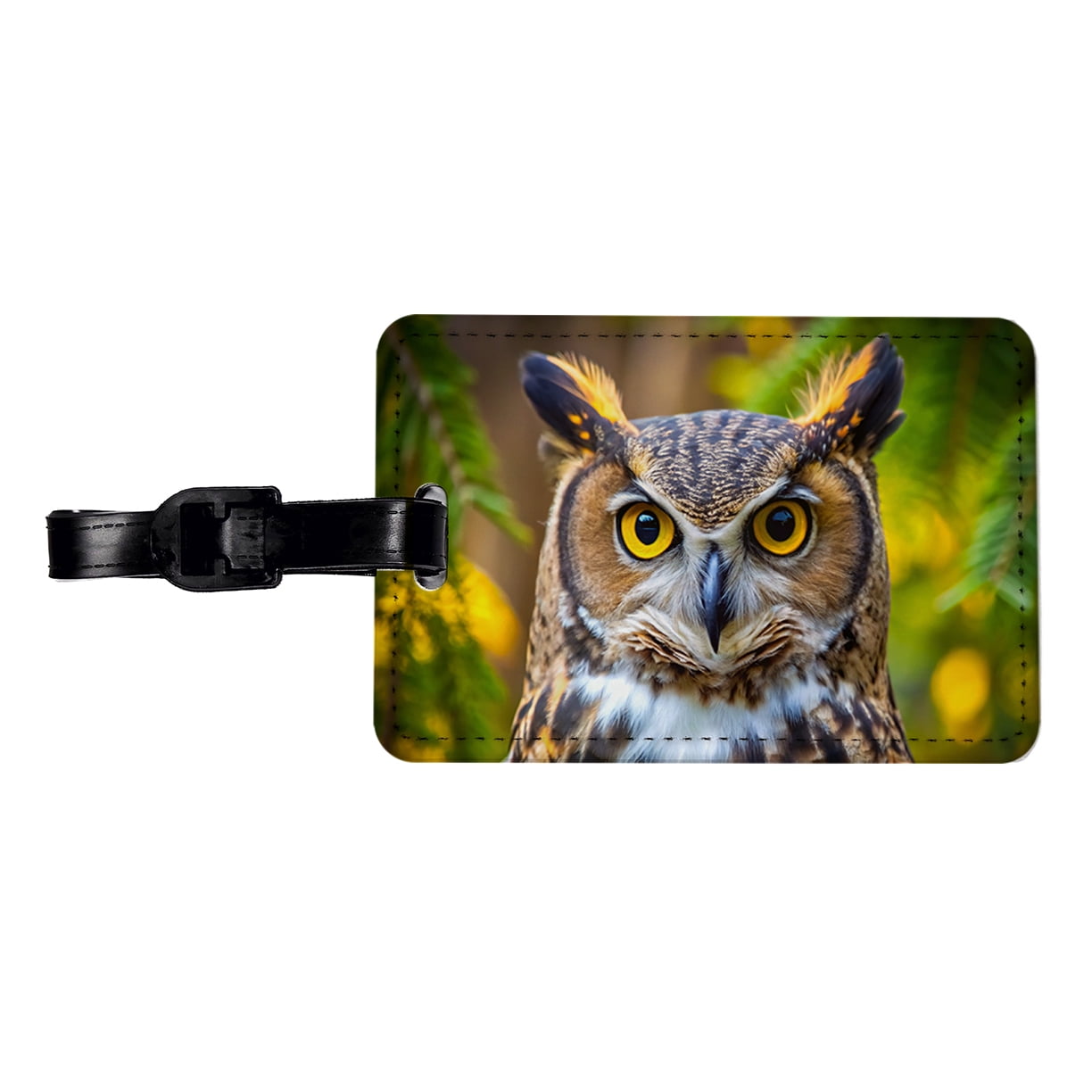 Great Horned Owl Raptor Bird Of Prey Faux Leather Travel Luggage Tag ...
