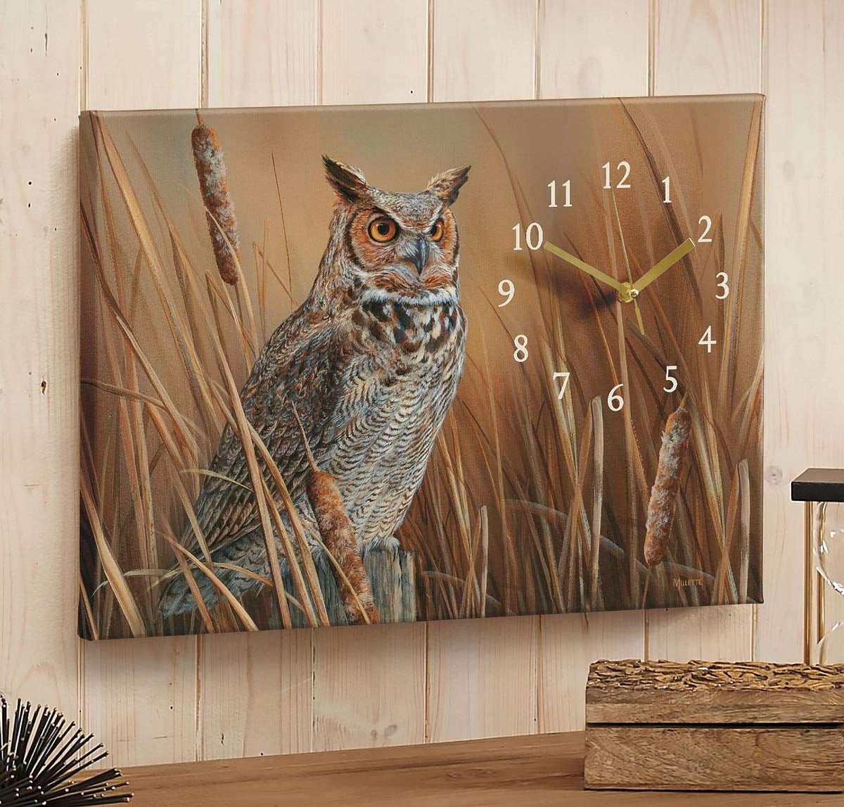 Wild Wings 5084310012 Great Horned Owl Canvas Clock by Rosemary ...