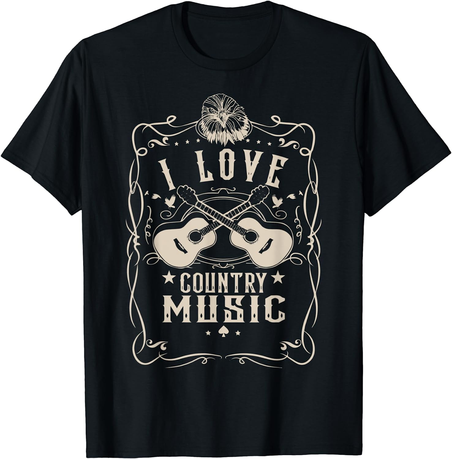 Great I Love Country Music Vintage T-Shirt Black Medium - Walmart.com
