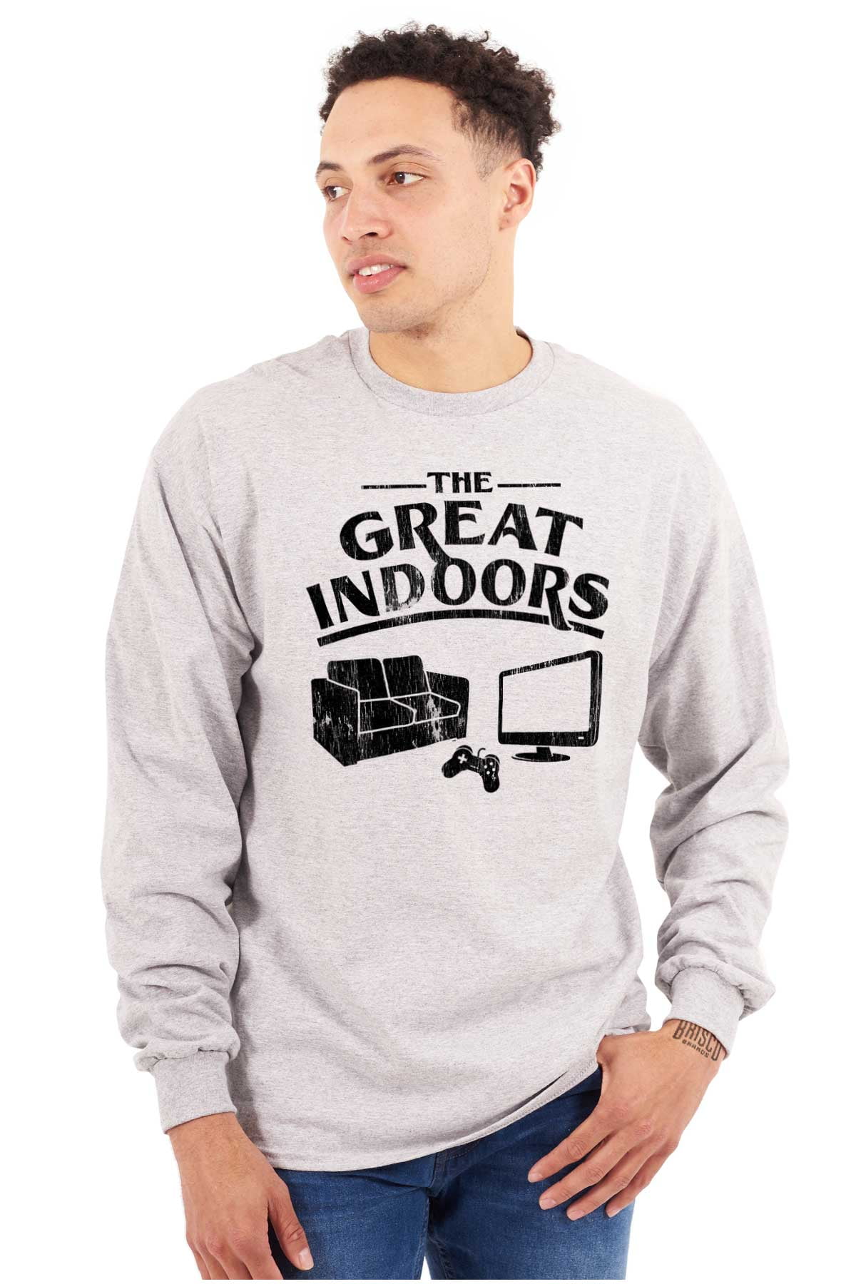 Great Indoors Couch Potato Gamer Nerd Men Big & Tall Long Sleeve Tee ...