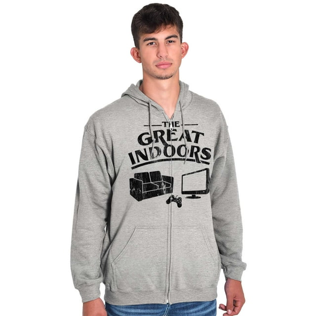 Great Indoors Couch Potato Gamer Nerd Zip Hoodie Sweatshirt Men Brisco ...