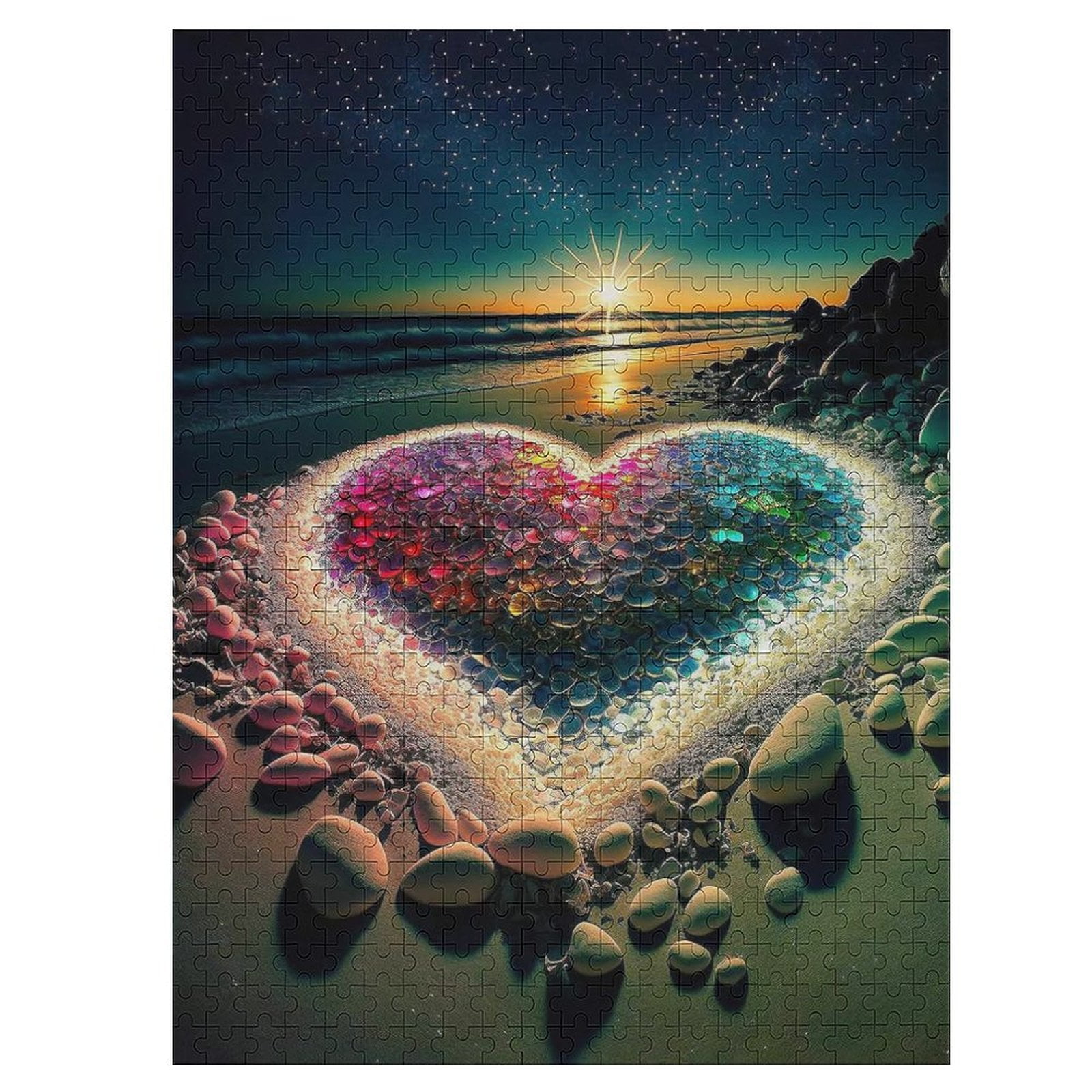 Great Jigsaw Puzzles for Adults 500 Piece Abstract Heart Flower Stone ...