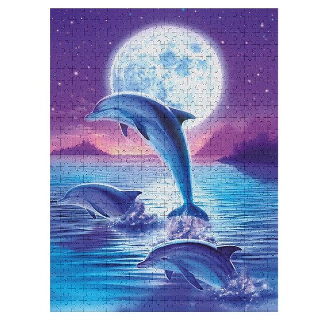 Great Jigsaw Puzzles For Adults 500 Piece Blue Jumping Dolphin Puzzles