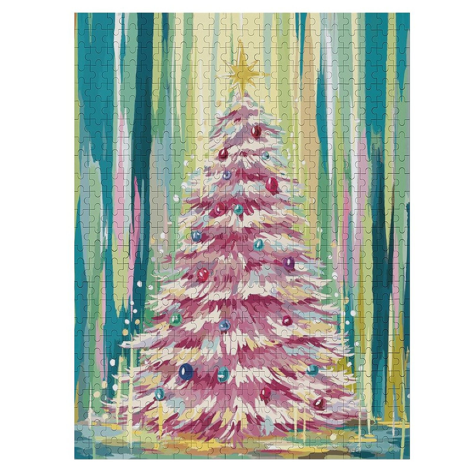 Great Jigsaw Puzzles for Adults 500 Piece Christmas Tree Pink Puzzles ...