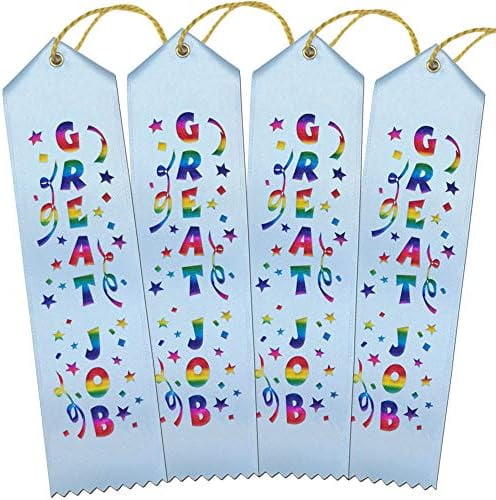 Great Job Award Ribbons - 100 Light Blue Ribbons with Card & String ...