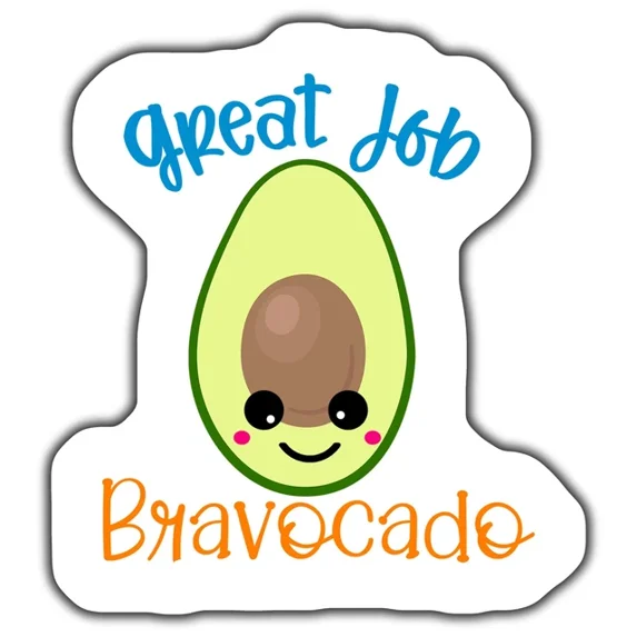 Great Job Bravocado Sticker, Cute Avocado Sticker, Motivational Sticker ...