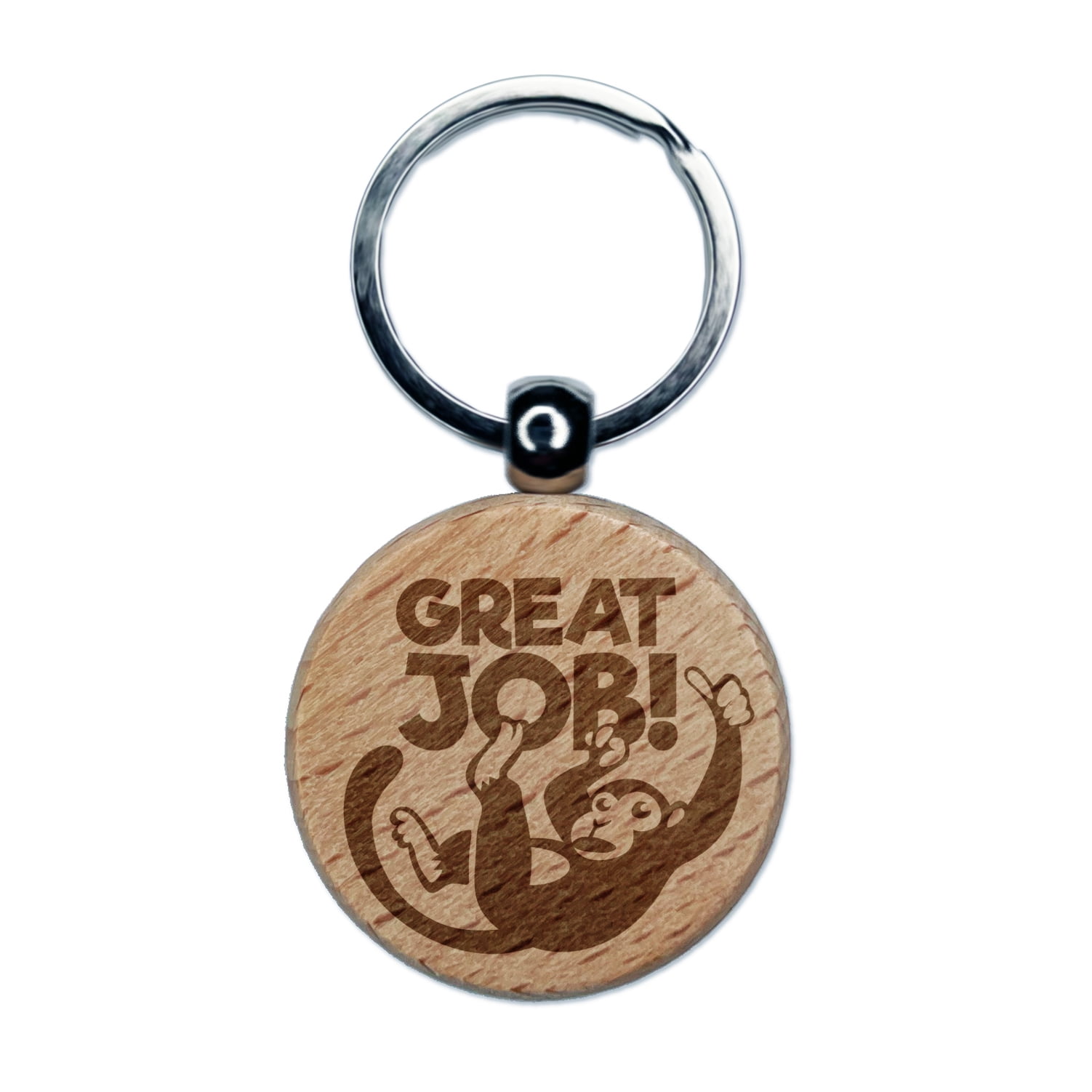 Great Job Monkey Teacher Student Round Keychain Charm Tag - Engraved ...