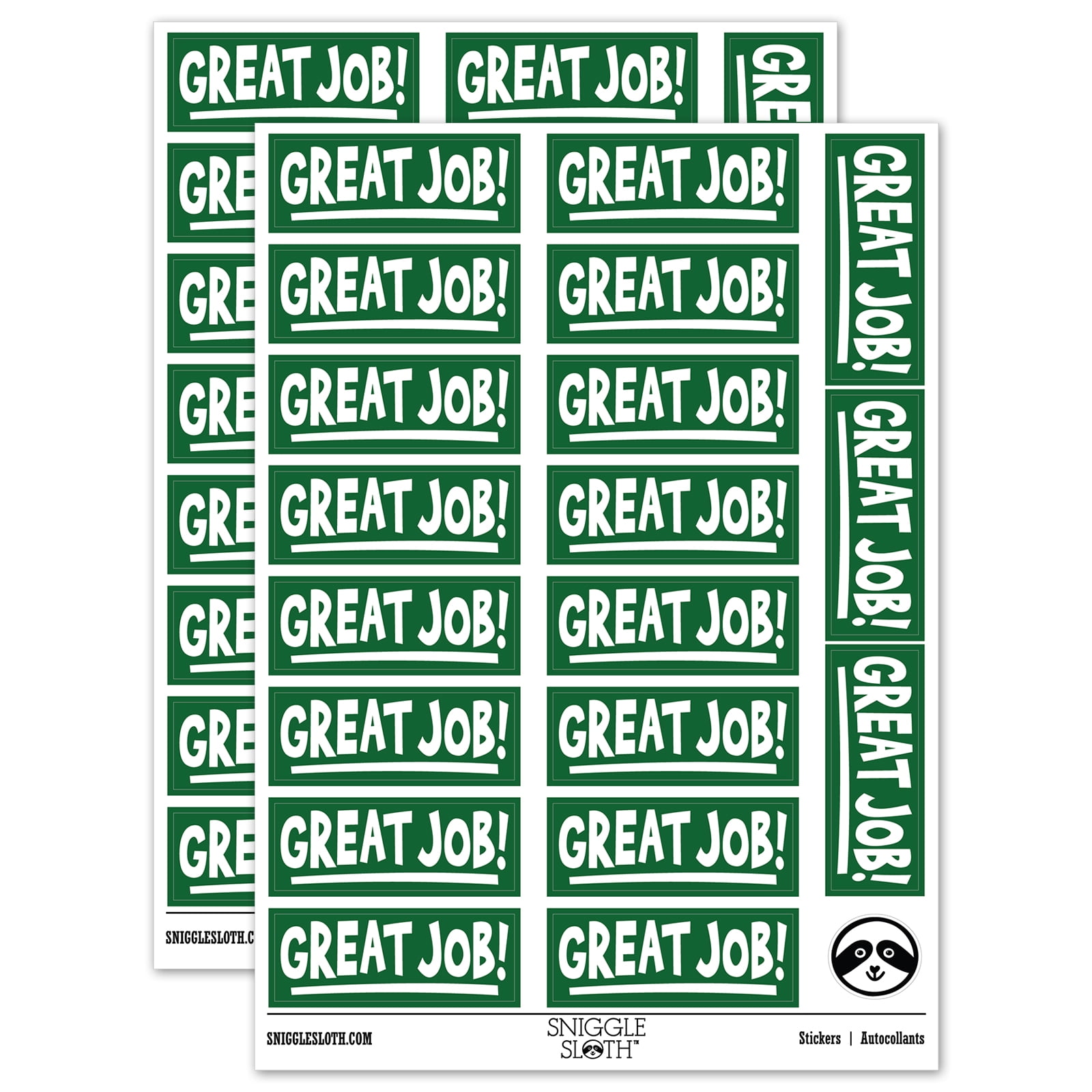 Great Job School Teacher Fun Text Sticker Set - Dark Green - Gloss ...