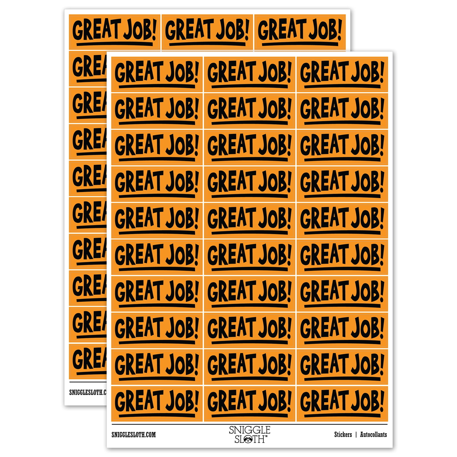 Great Job School Teacher Fun Text Sticker Set - Orange - Gloss Finish ...