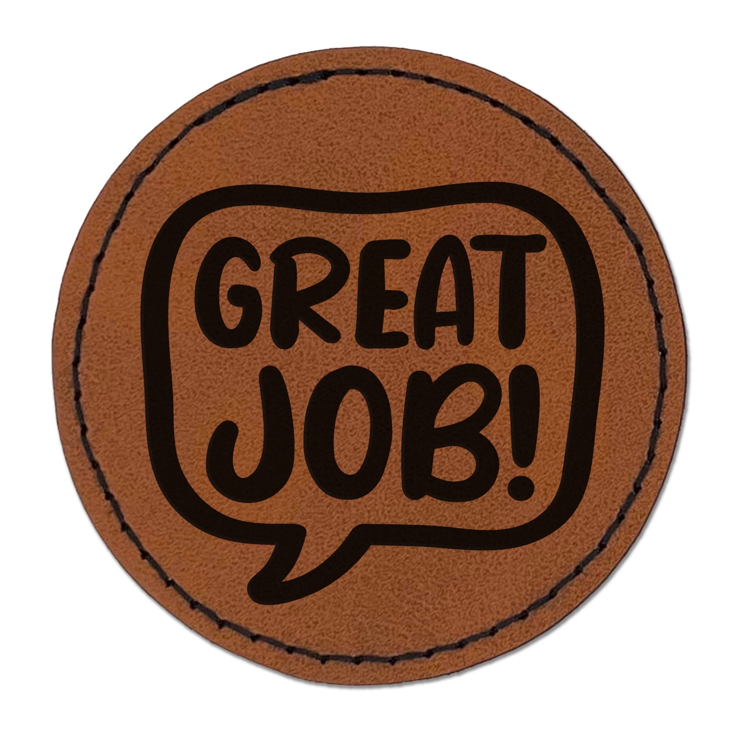 Great Job Talk Speech Bubble Teacher 2.5" Faux Leather Round Engraved ...