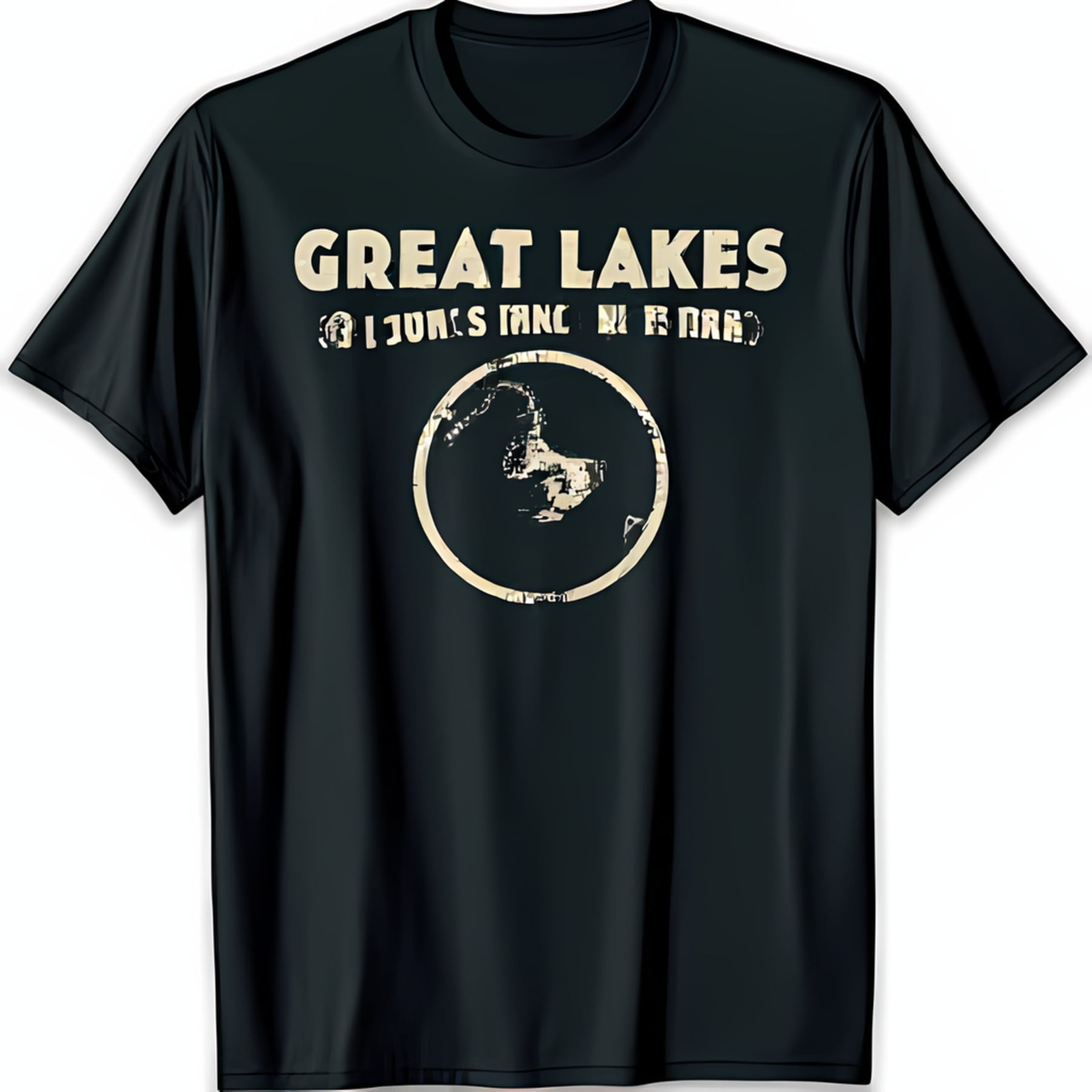 Great Lakes Band Black T-Shirt with Bold White Chest Graphic & Lakes ...