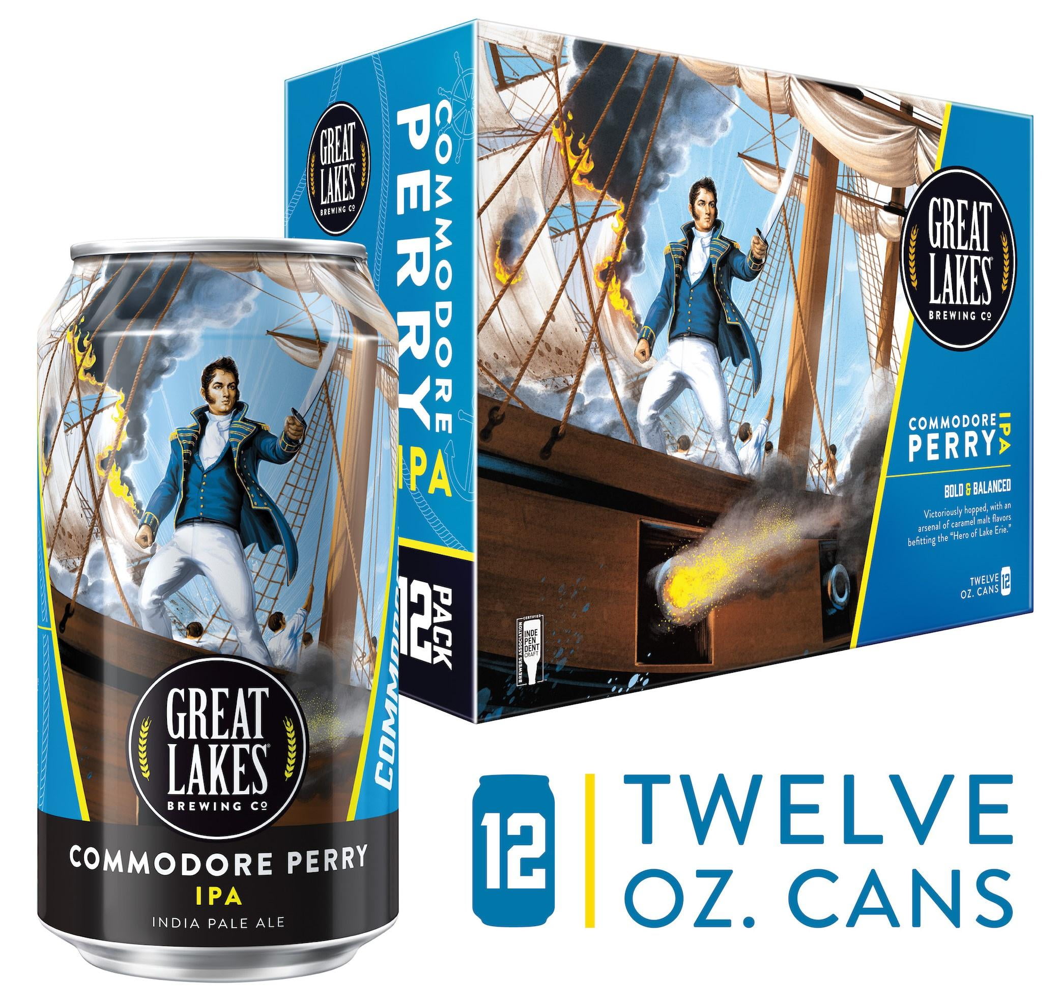 Great Lakes Commondore Perry IPA Craft Beer, 12 fl oz, 12 pack Cans, 7. ...