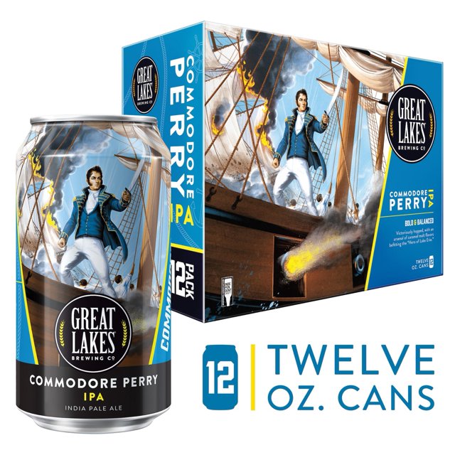 Great Lakes Commondore Perry IPA Craft Beer, 12 fl oz, 12 pack Cans, 7. ...