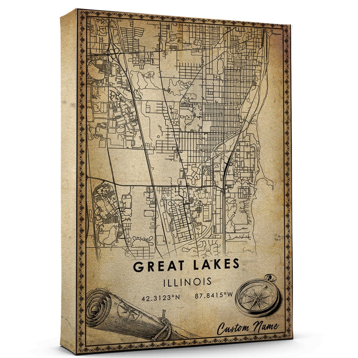 Great Lakes Map Poster, Illinois Map Art Poster, Canvas, Great Lakes ...
