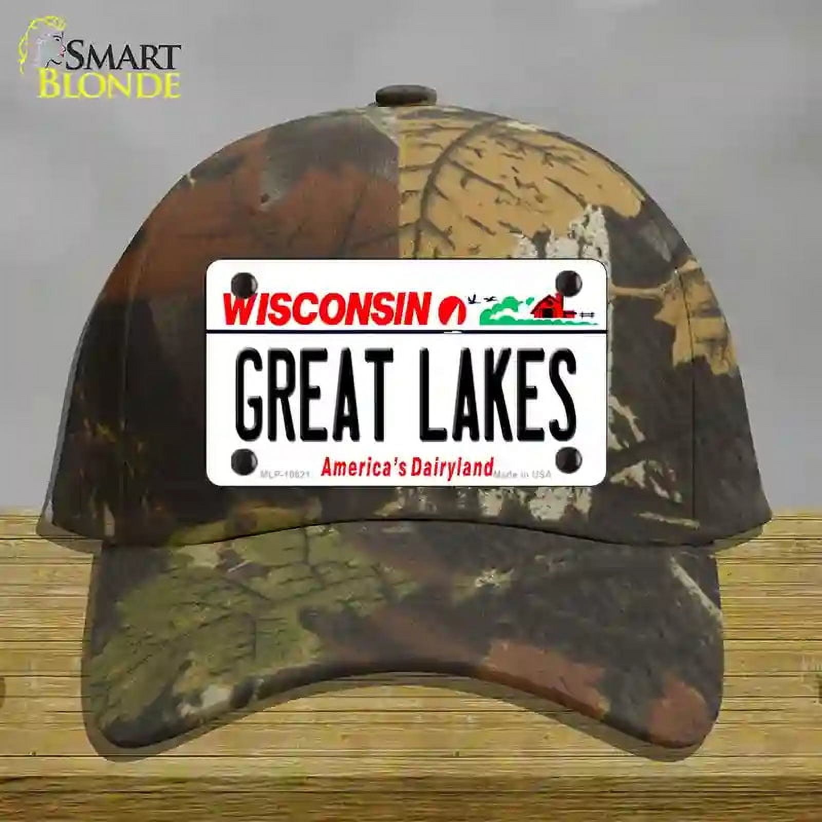 Great Lakes Wisconsin Novelty License Plate Hat Cotton Camoflauge ...