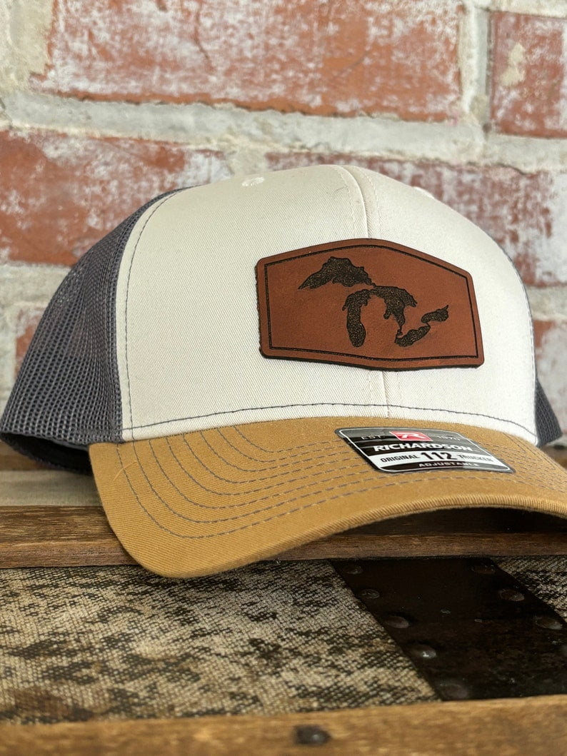 Great Lakes leather patch Hat, Richardson 112, trucker hat - Walmart.com