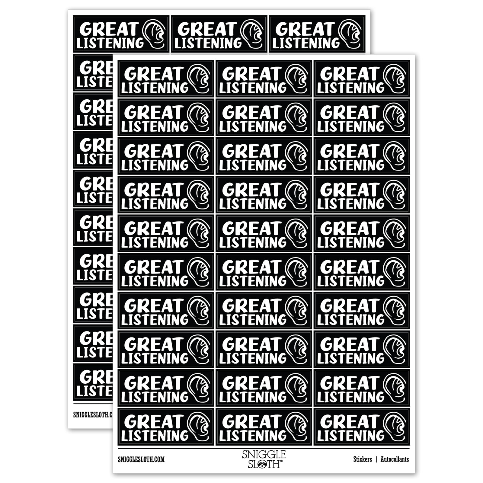Great Listening Ear Teacher Student School Sticker Set - Black - Matte ...