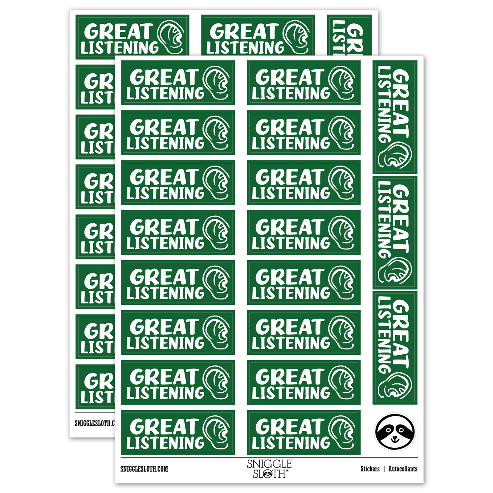Great Listening Ear Teacher Student School Sticker Set - Dark Green ...
