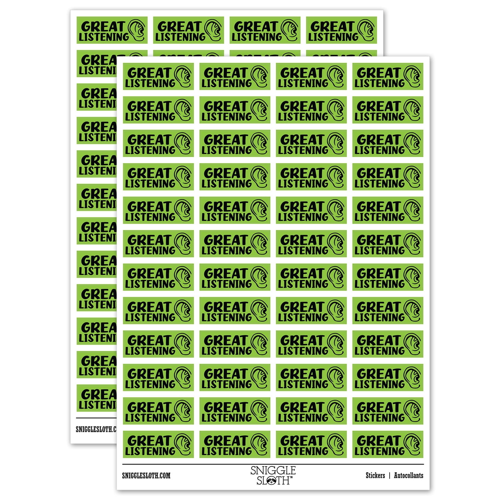 Great Listening Ear Teacher Student School Sticker Set - Light Green ...