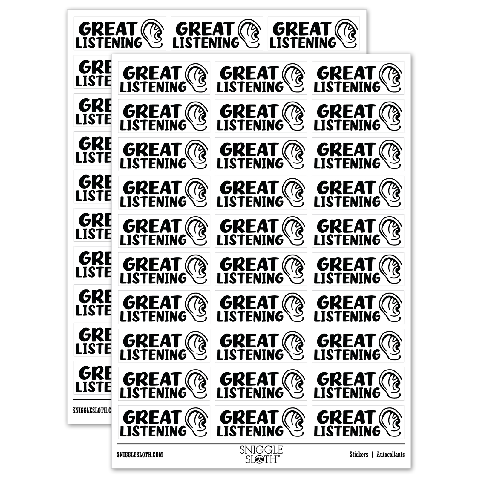 Great Listening Ear Teacher Student School Sticker Set - White - Gloss ...