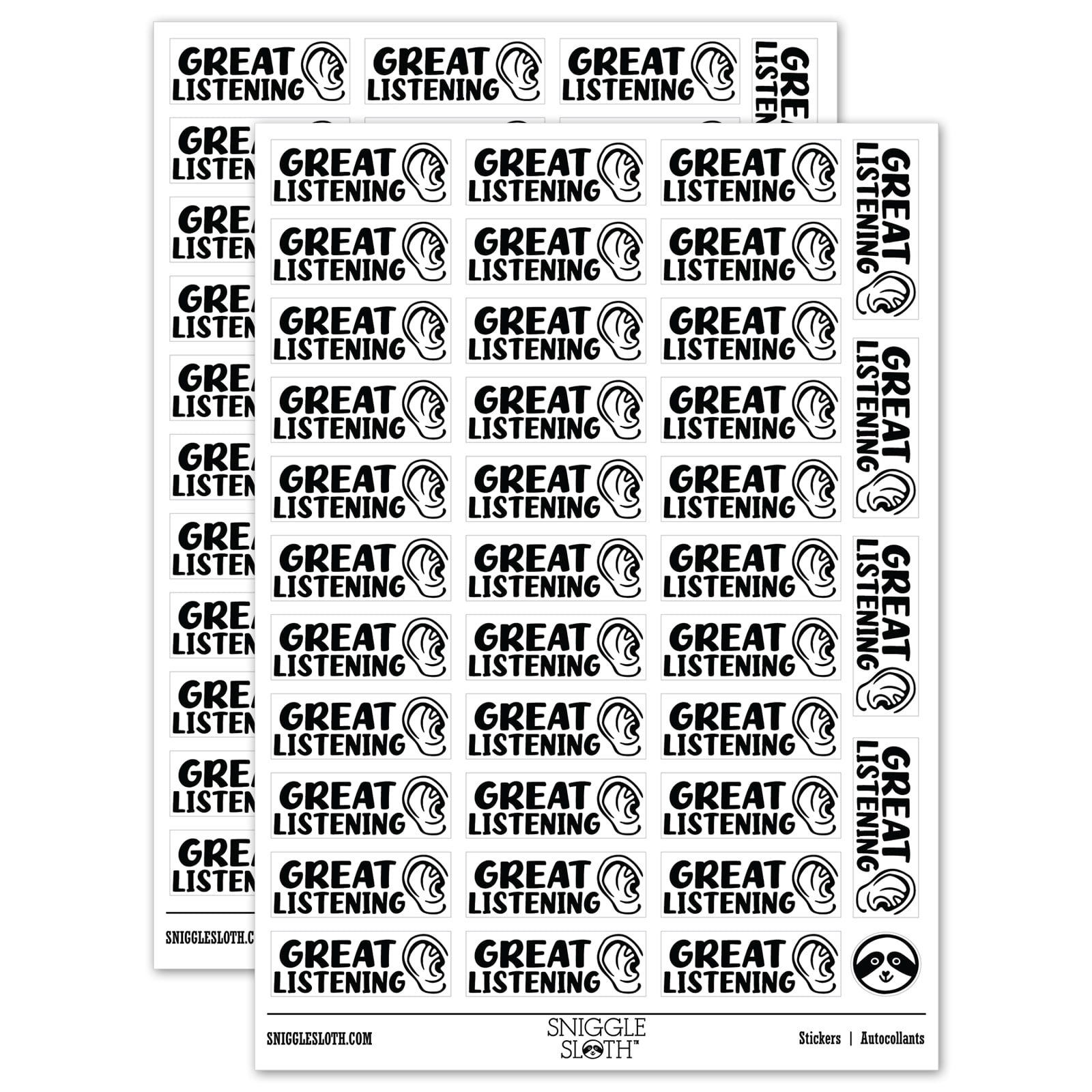 Great Listening Ear Teacher Student School Sticker Set - White - Matte ...