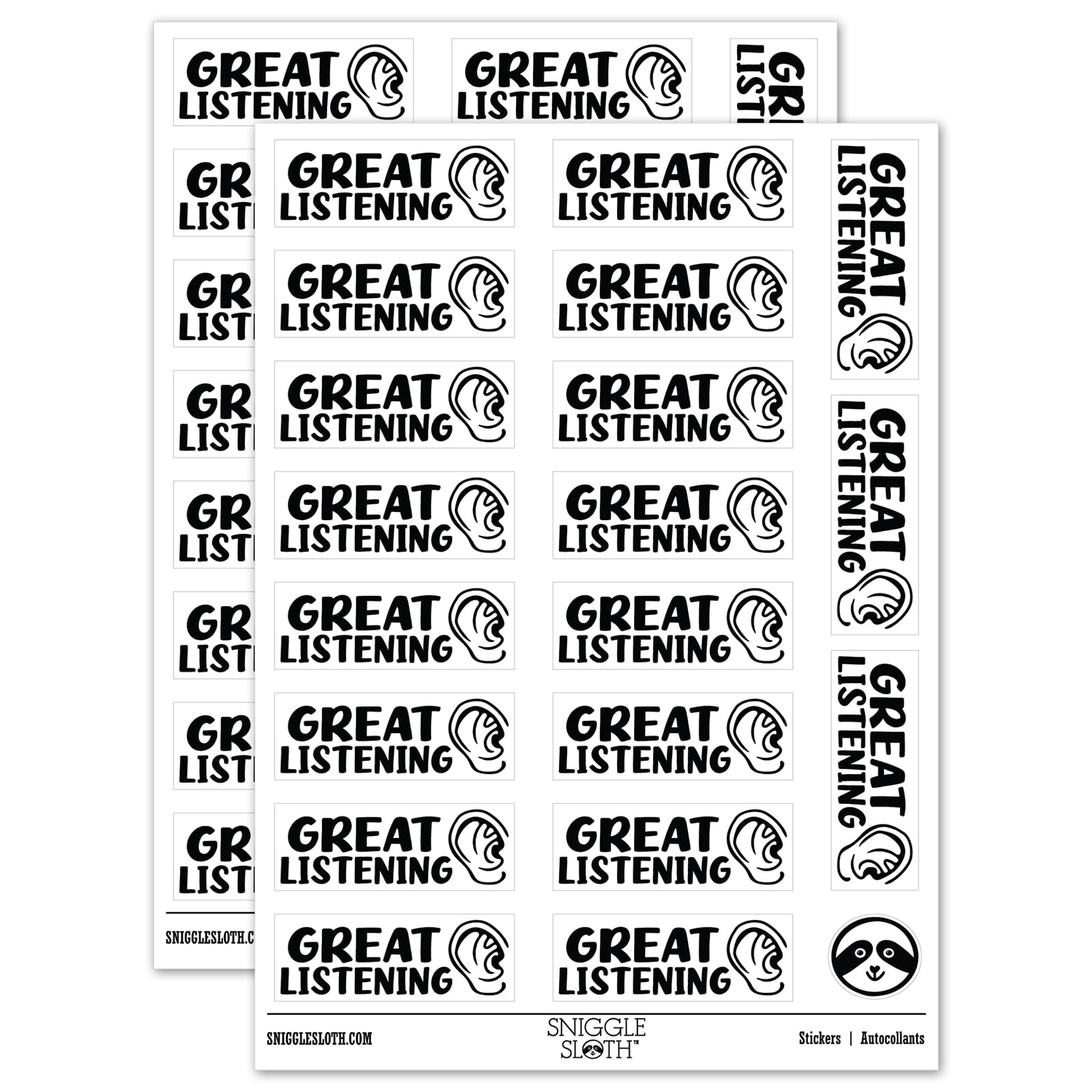 Great Listening Ear Teacher Student School Sticker Set - White - Matte ...
