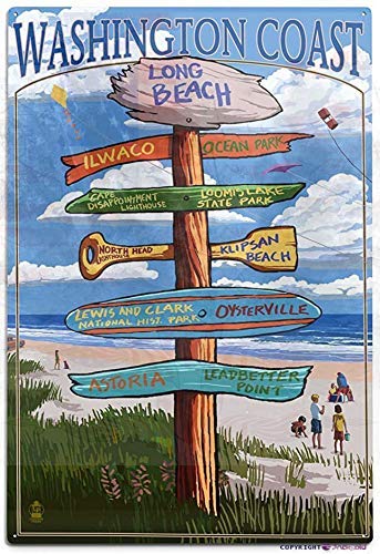 Great Long Beach Washington Destinations Sign Ready to Hang for Wall ...