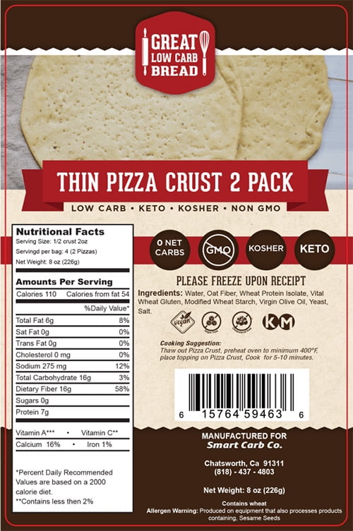 Great Low Carb Bread Company - 9" Low Carb Pizza Crust, 2 Net Carbs ...