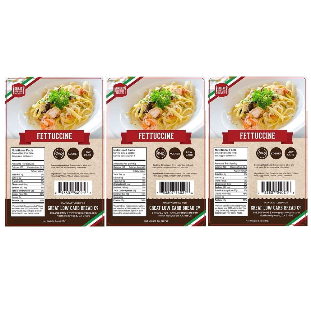 Great Low Carb Pasta - Fettuccine Sizes: 3-Pack - Walmart.com