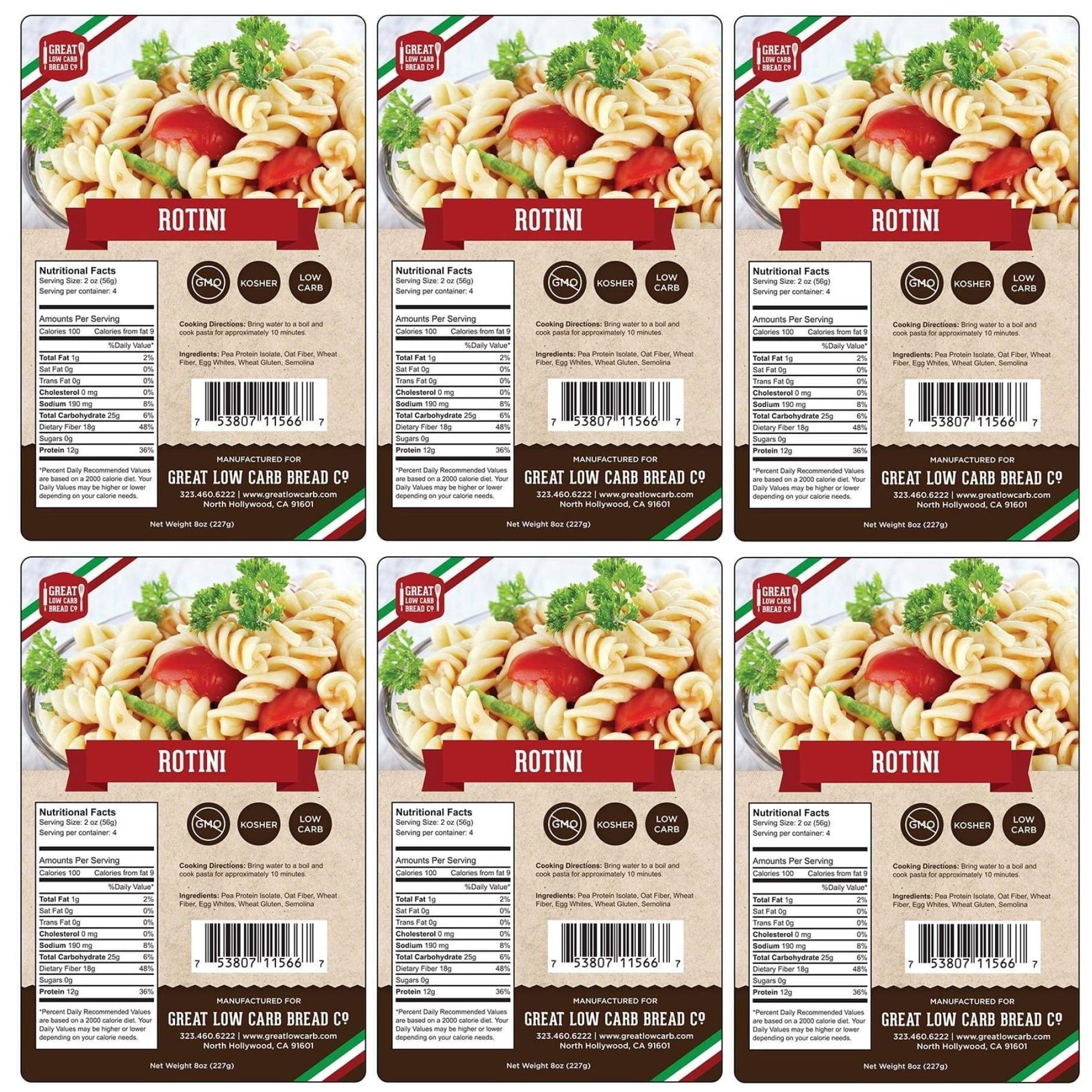 Great Low Carb Pasta - Rotini Sizes: 6-Pack - Walmart.com