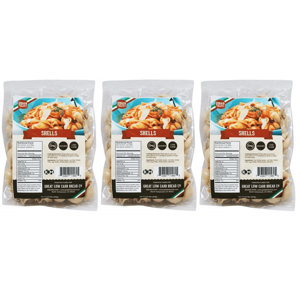 Great Low Carb Pasta - Shells Sizes: 3-Pack - Walmart.com