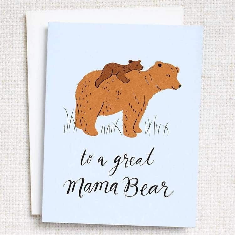 To a Great Mama Bear Card – Adorable Illustrated Bear and Cub Design ...