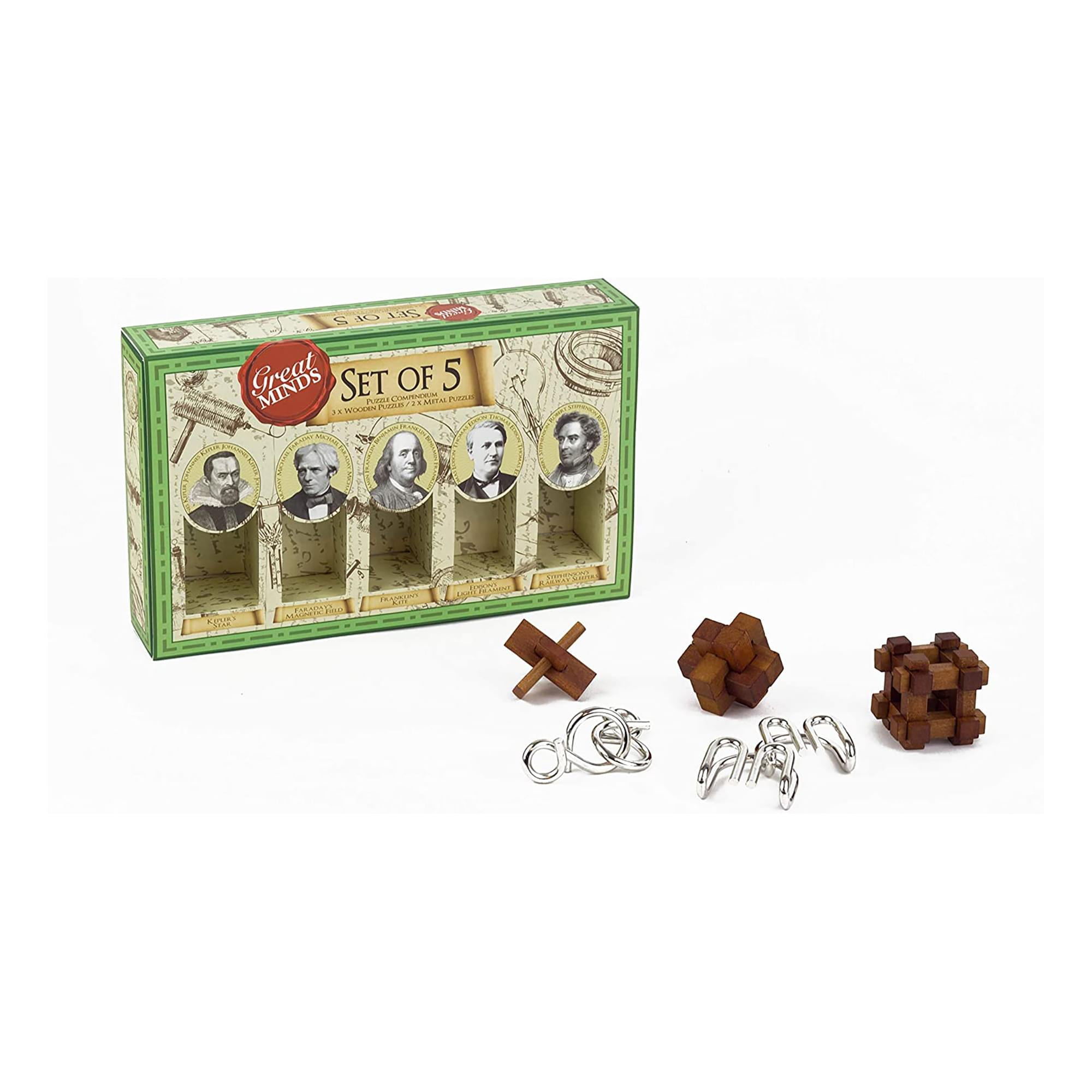 Great Mens Minds Metal and Wood Puzzles | Set of 5 - Walmart.com