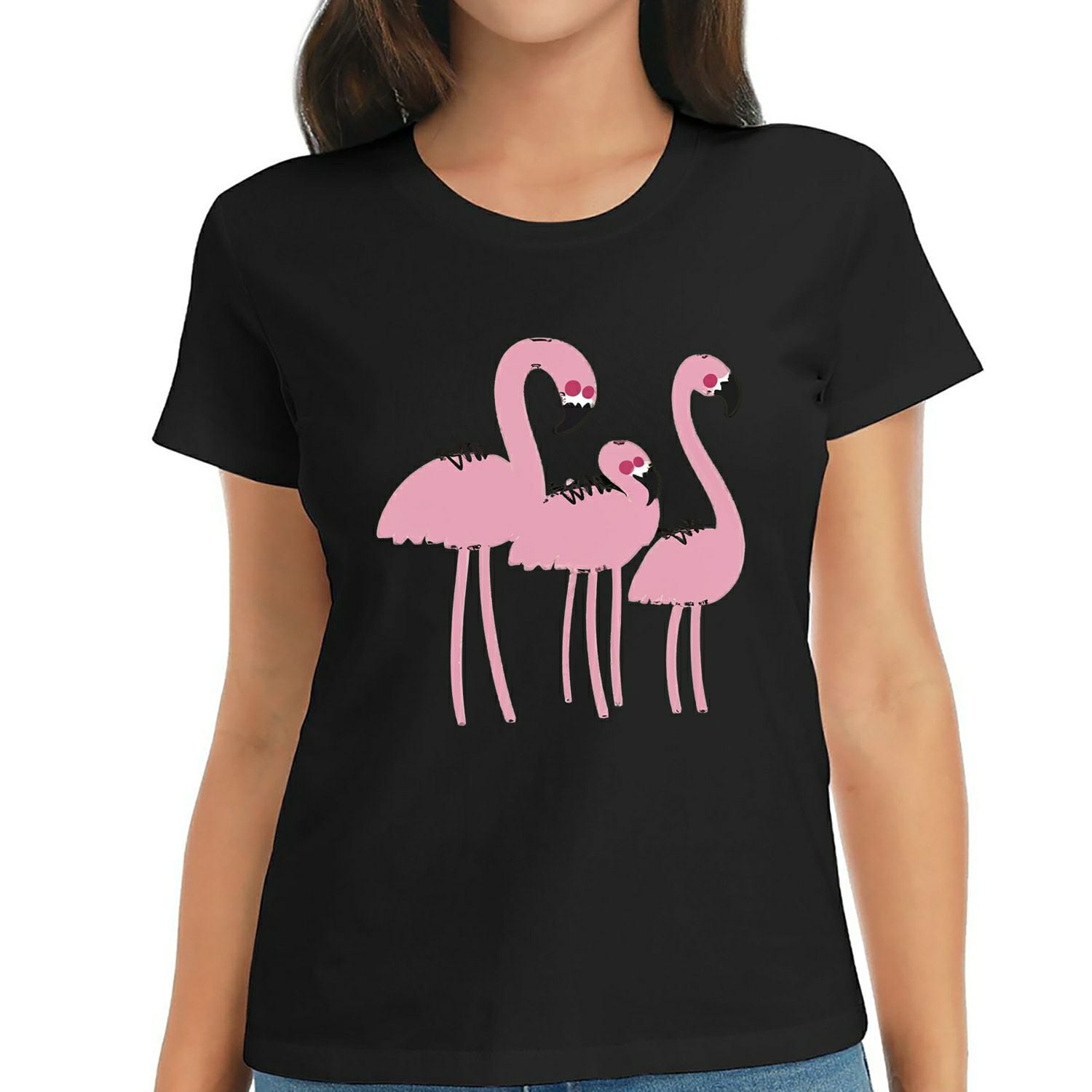 Great Mom Flamingo Crew Neck Shirt Black - Walmart.com