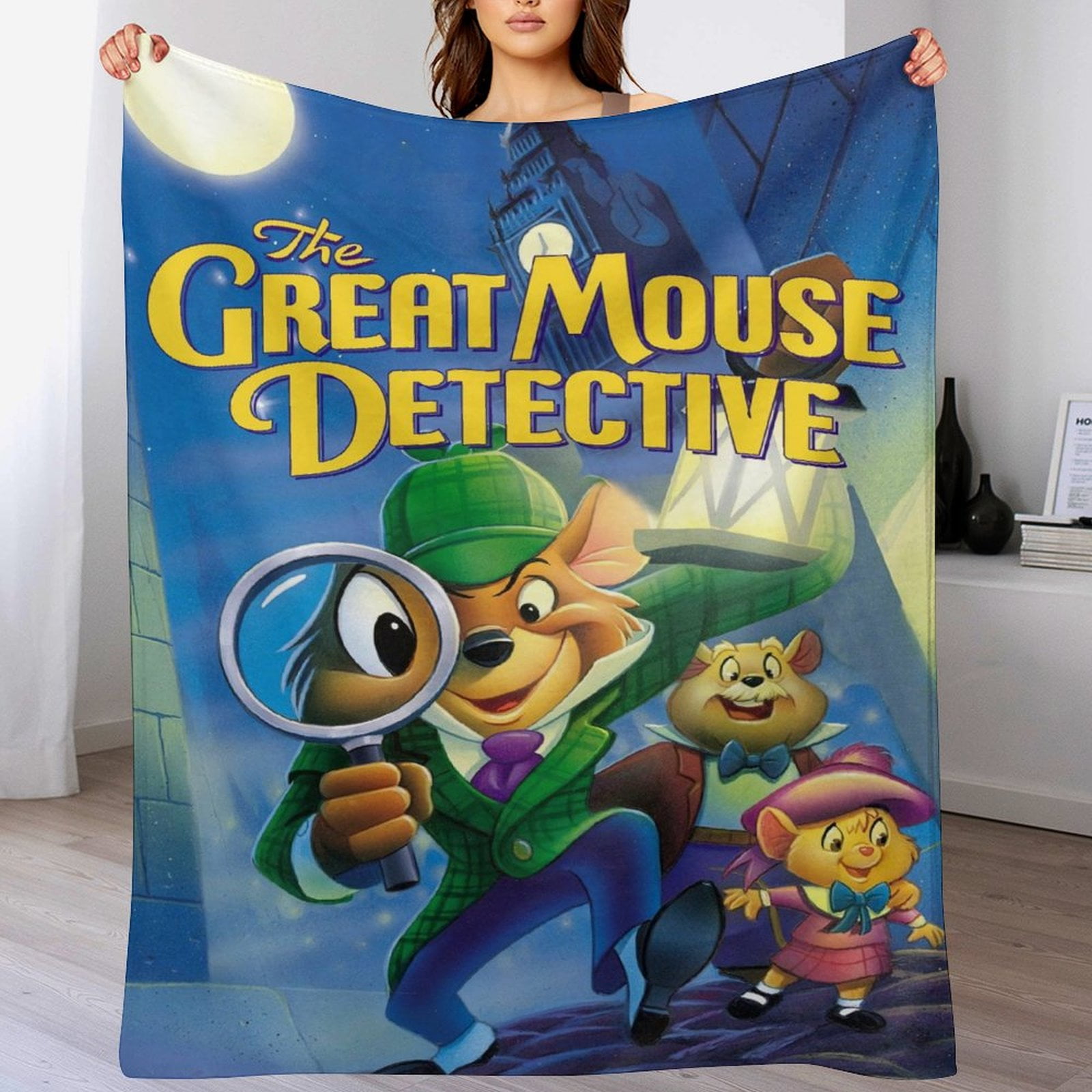 Great Mouse Detective Blanket Cute Soft Lightweight Fuzzy Plush Throw ...