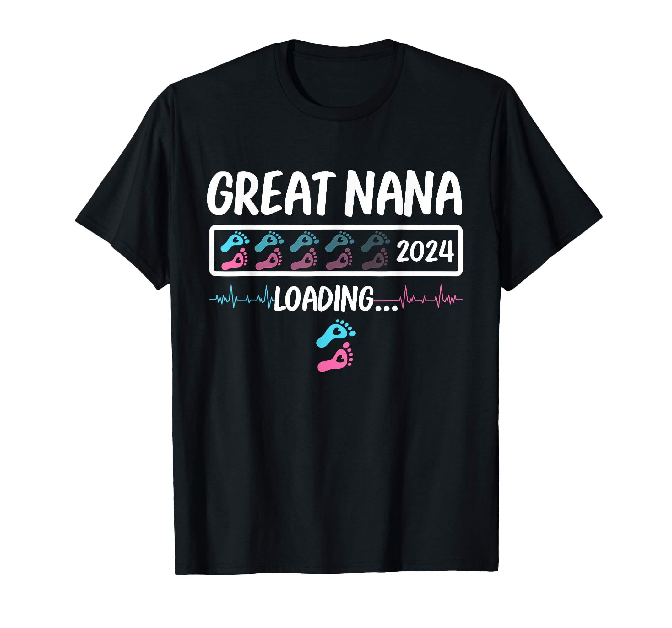 Great Nana 2024 Loading Gender Reveal Boy Girl Pregnancy T-Shirt ...