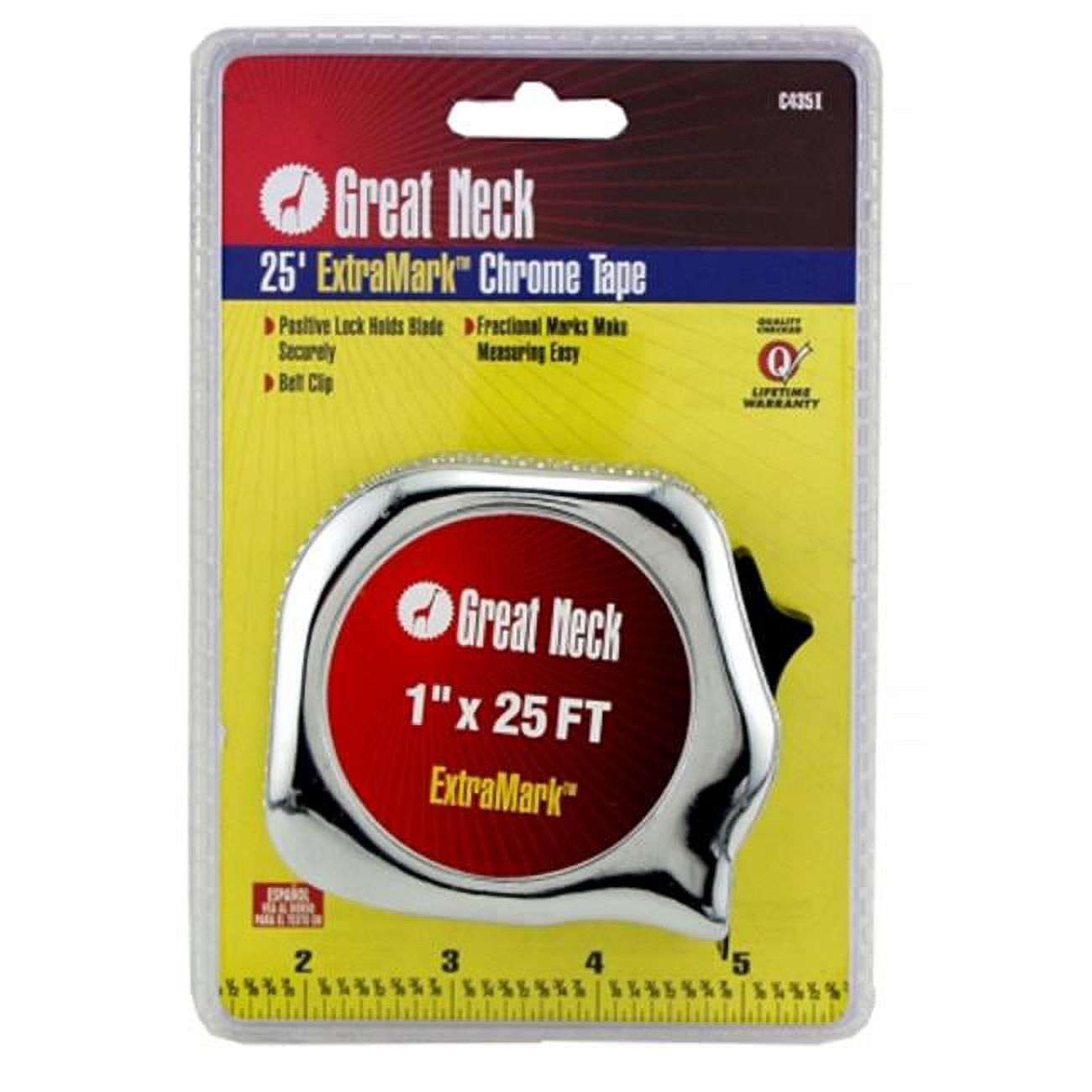 Great Neck Saw 25 ft. Chrome Tape Rule - Walmart.com