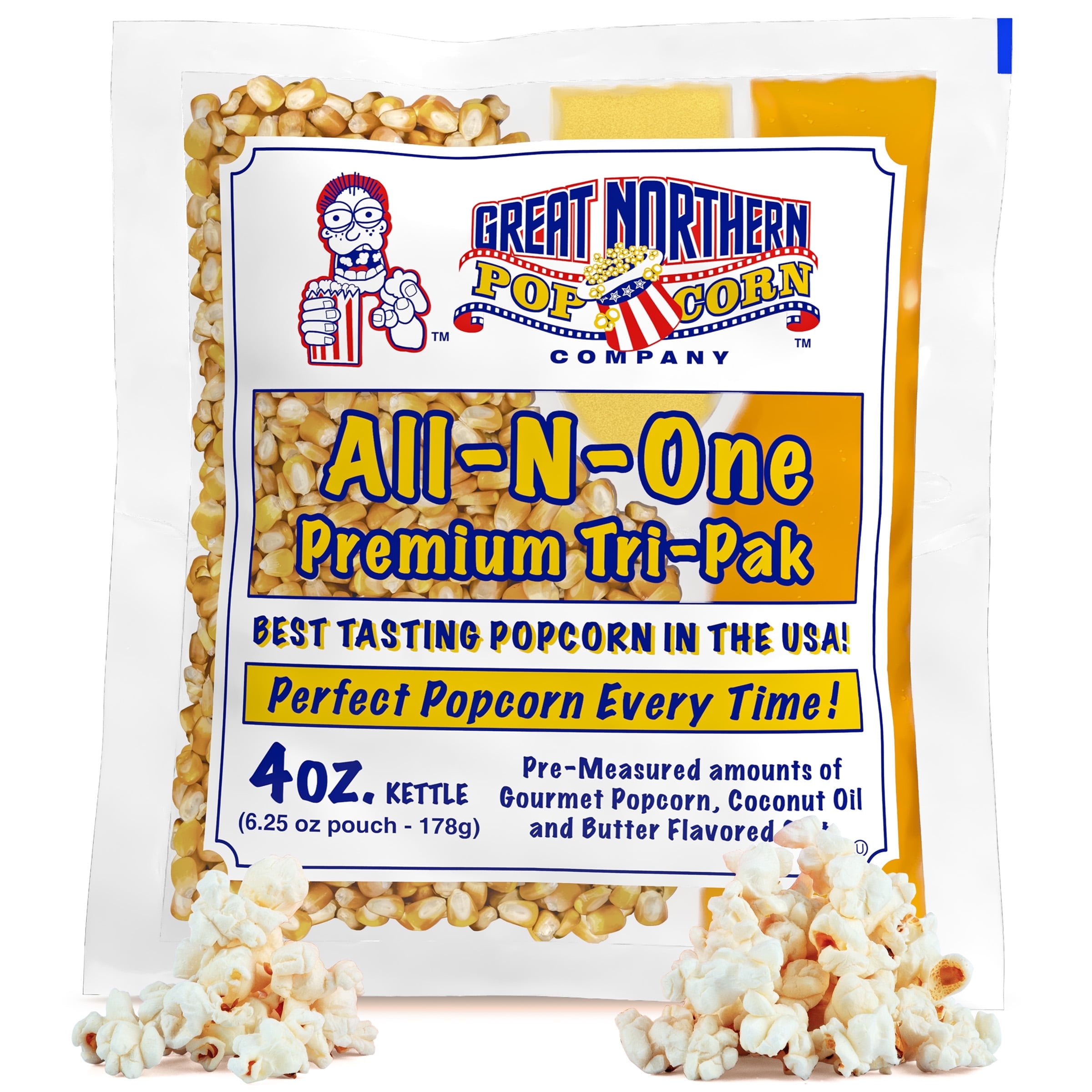 Great Northern 4oz Premium Non-Fat Butter Kettle Popcorn Packs, Case of ...