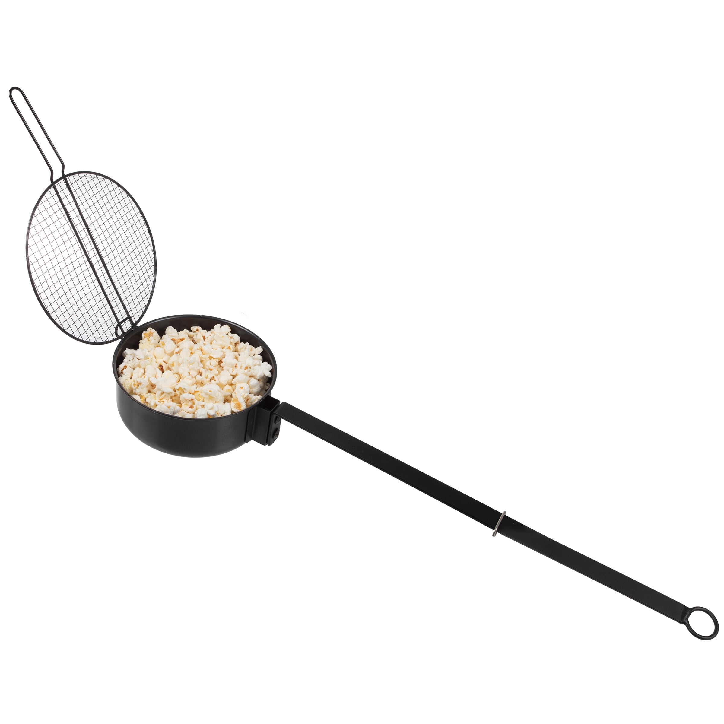 Great Northern Popcorn Campfire Popper Aluminum Extended Handle, Black ...