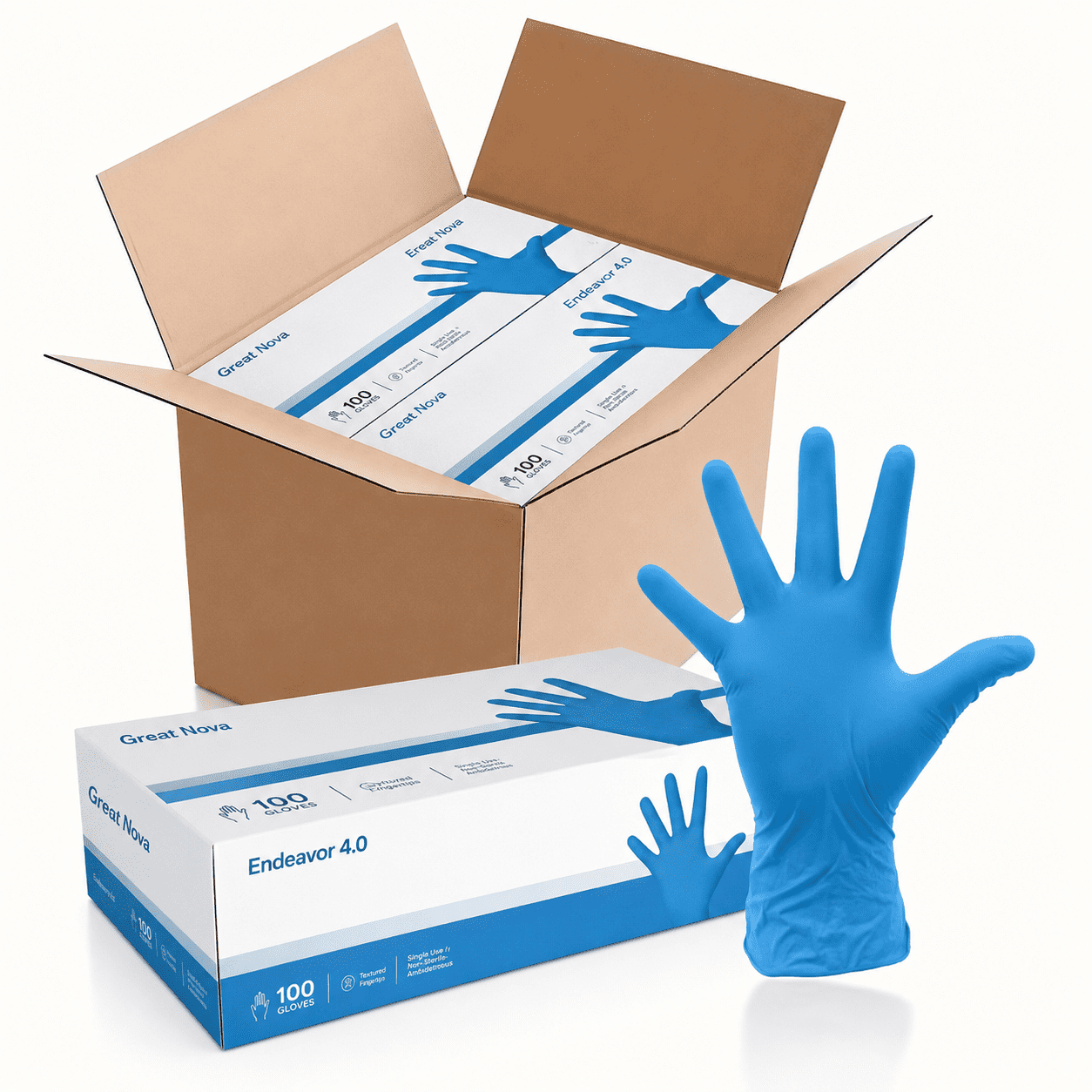 Great Nova Blue Nitrile Disposable Gloves Large, 100 Count, 5 Mil ...