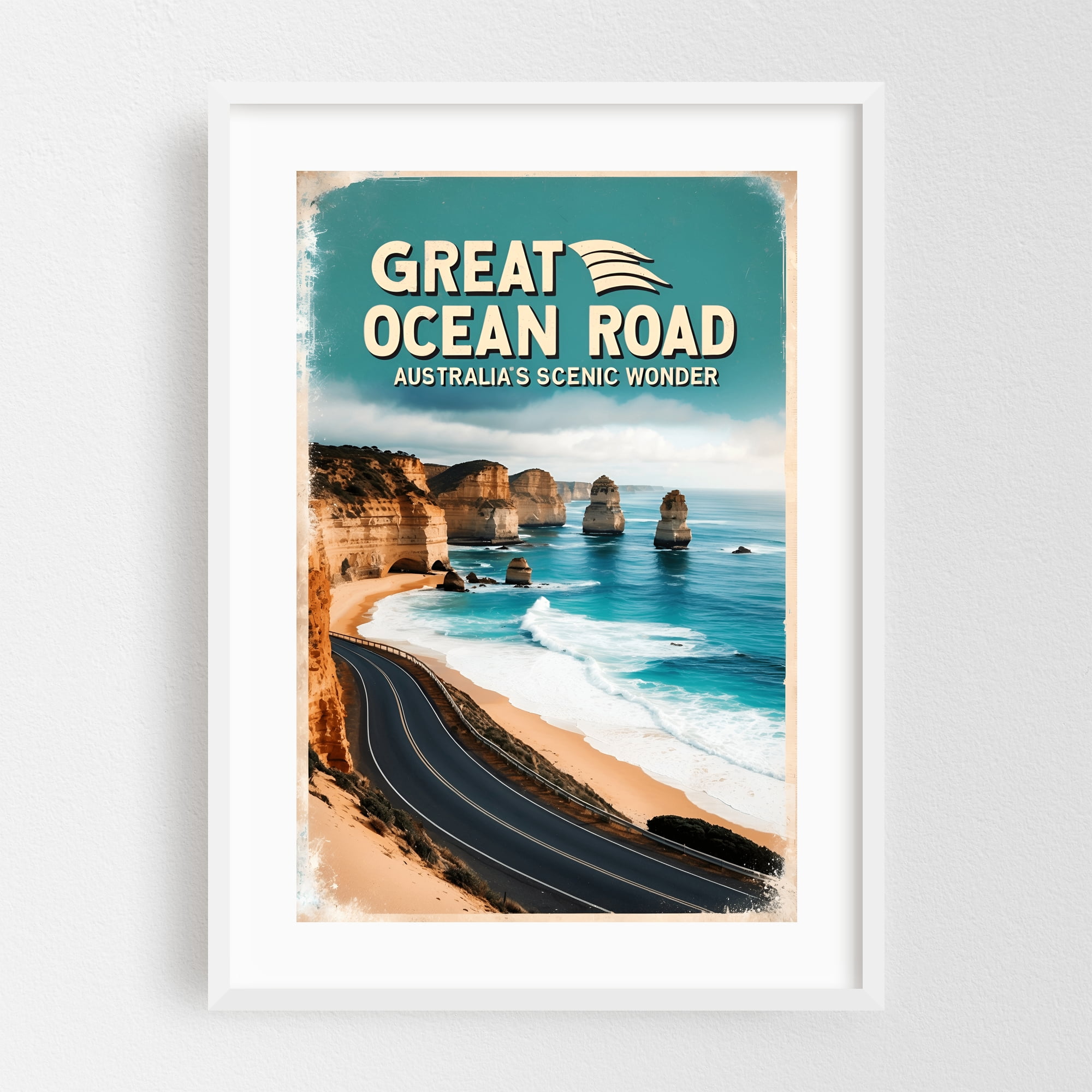 Great Ocean Road Vintage Travel Poster – Australia’s Scenic Wonder ...